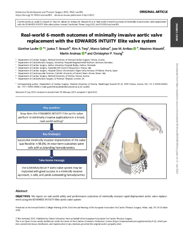 (PDF) Real-world 6-month outcomes of minimally invasive aortic valve ...
