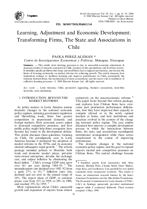(PDF) Learning, Adjustment and Economic Development: Transforming Firms ...