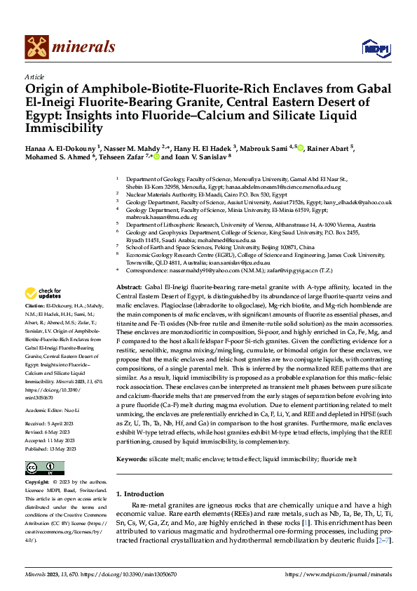 (PDF) Origin of Amphibole-Biotite-Fluorite-Rich Enclaves from Gabal El ...