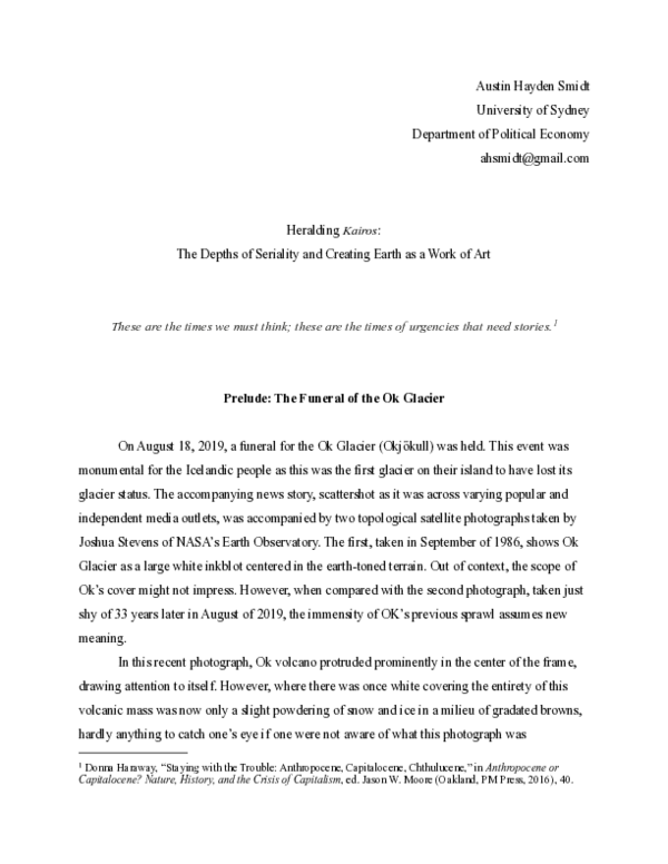 (PDF) Heralding Kairos: The Depths of Seriality and Creating Earth as a ...