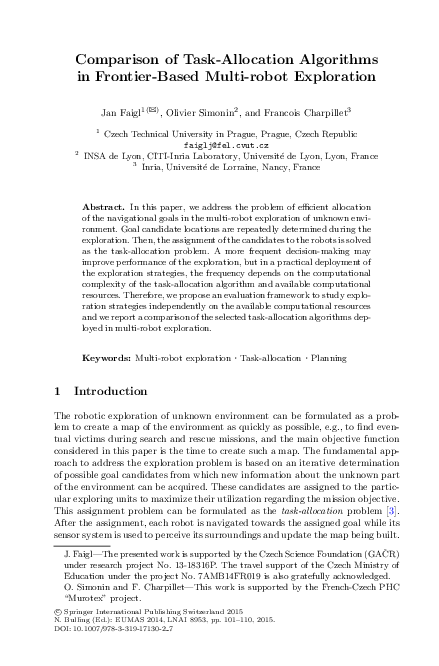 Pdf Comparison Of Task Allocation Algorithms In Frontier Based Multi Robot Exploration 