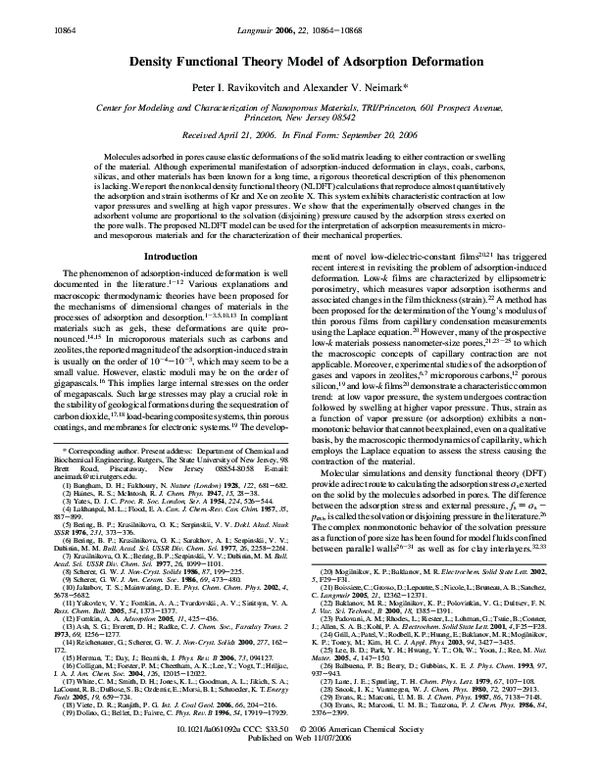 (PDF) Density Functional Theory Model of Adsorption Deformation