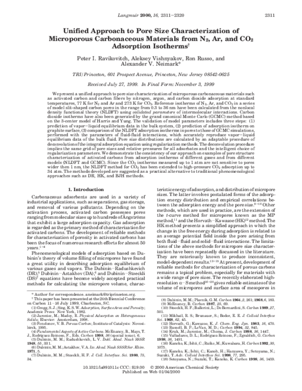 (PDF) Unified Approach to Pore Size Characterization of Microporous Carbonaceous Materials from ...