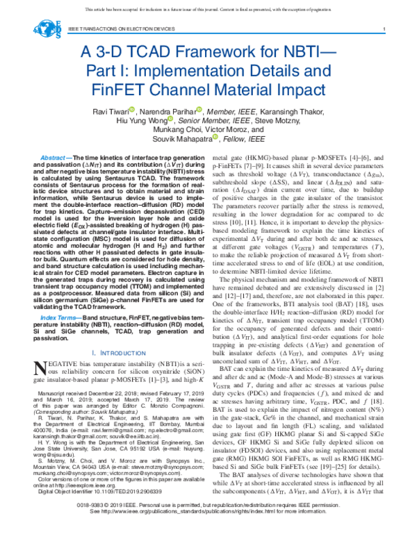 (PDF) A 3-D TCAD Framework for NBTI—Part I: Implementation Details and FinFET Channel Material ...