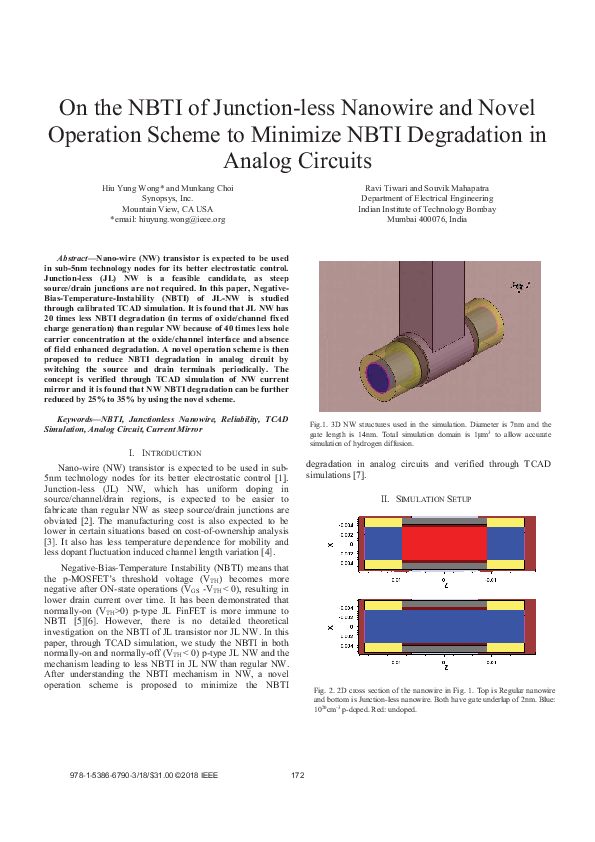 (PDF) On the NBTI of Junction-less Nanowire and Novel Operation Scheme ...