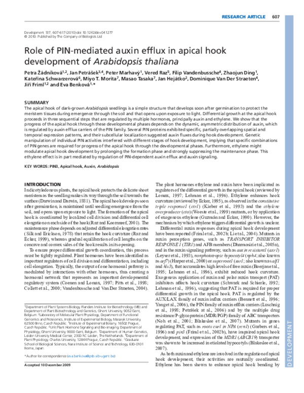 (PDF) Role of PIN-mediated auxin efflux in apical hook development ...