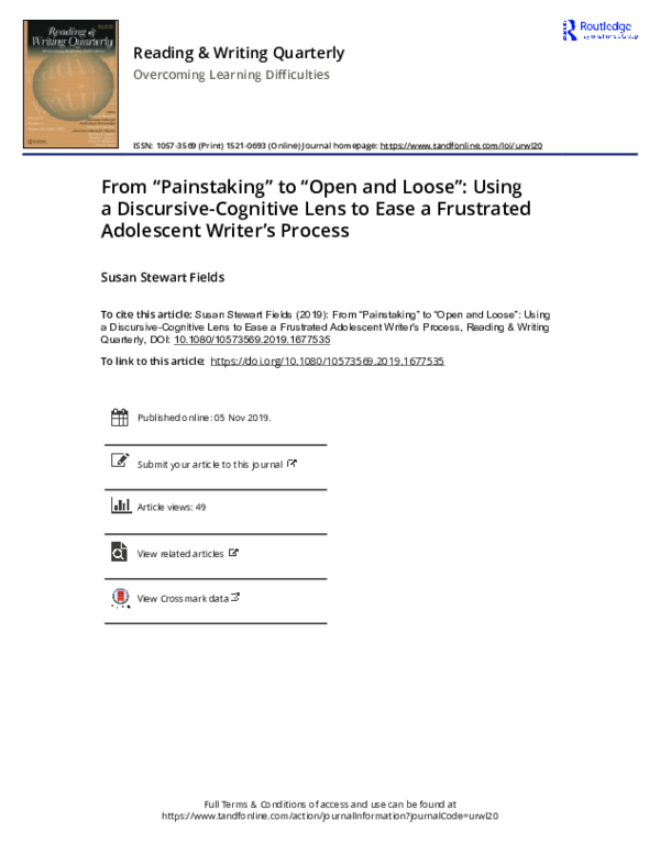 (PDF) From “Painstaking” to “Open and Loose”: Using a Discursive ...