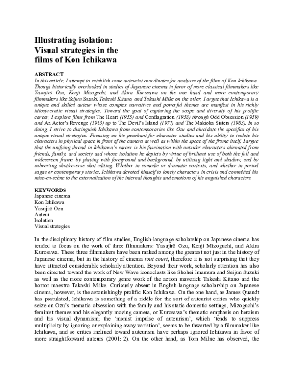 (DOC) Illustrating Isolation: Visual Strategies in the Films of Kon ...