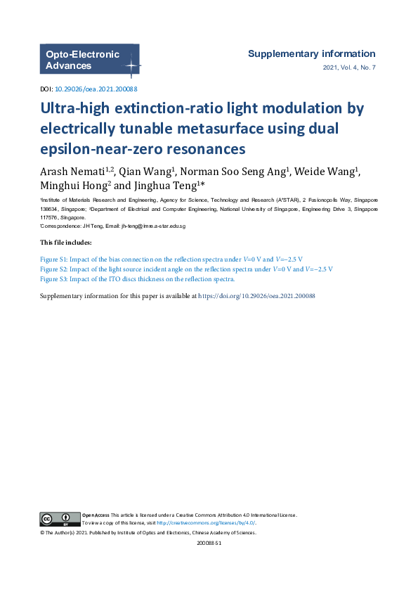 (PDF) Ultra-high extinction-ratio light modulation by electrically ...