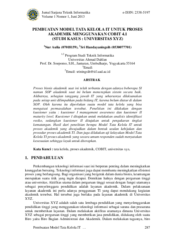 (PDF) Pembuatan Model Tata Kelola It Untuk Proses Akademik Menggunakan ...