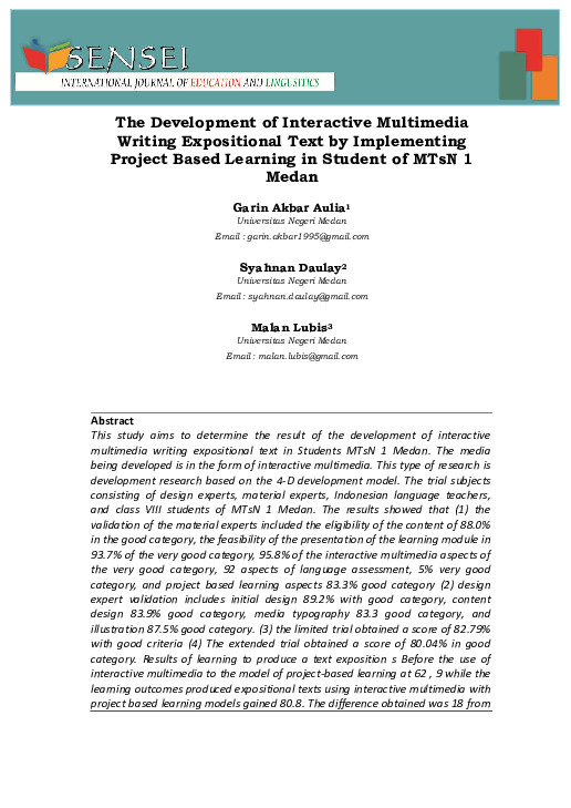 (PDF) The Development of Interactive Multimedia Writing Expositional Text by Implementing ...