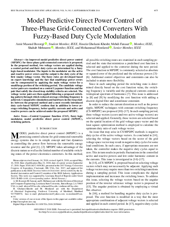 (PDF) Model Predictive Direct Power Control of Three-Phase Grid ...