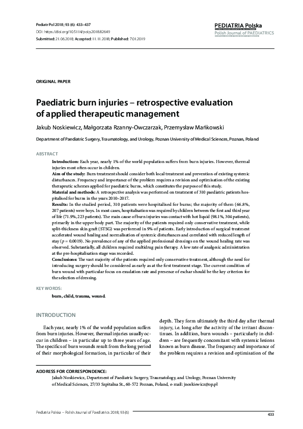 (PDF) Early management of paediatric burn injuries