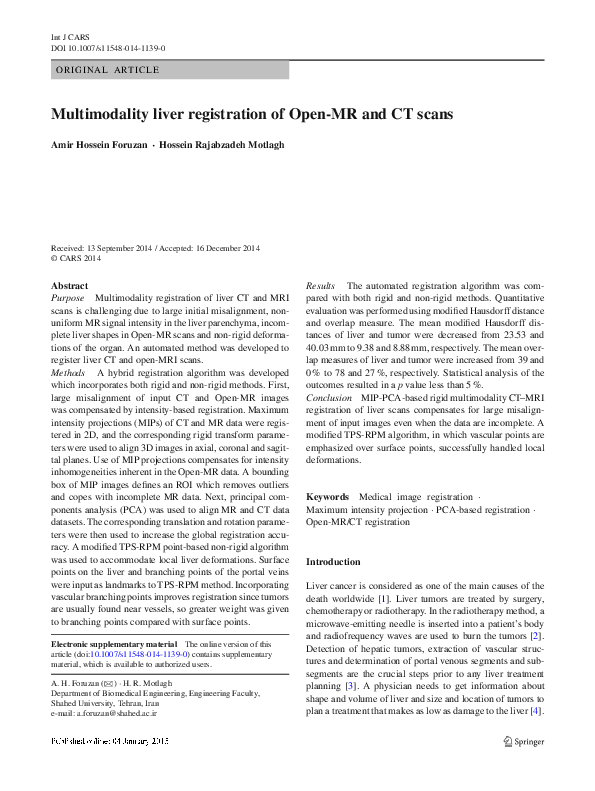 (PDF) Multimodality liver registration of Open-MR and CT scans