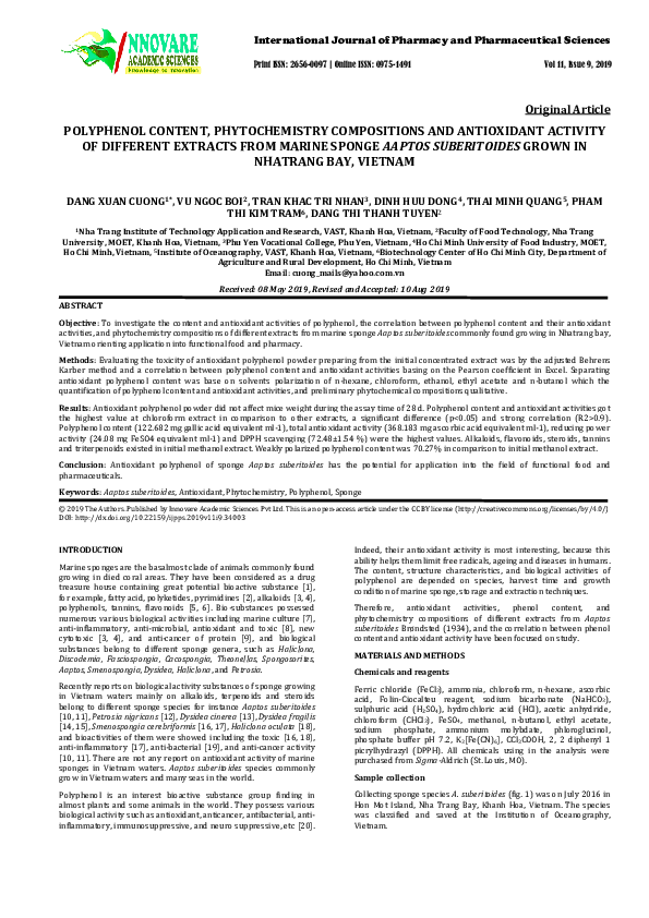 (PDF) POLYPHENOL CONTENT, PHYTOCHEMISTRY COMPOSITIONS AND ANTIOXIDANT ACTIVITY OF DIFFERENT ...