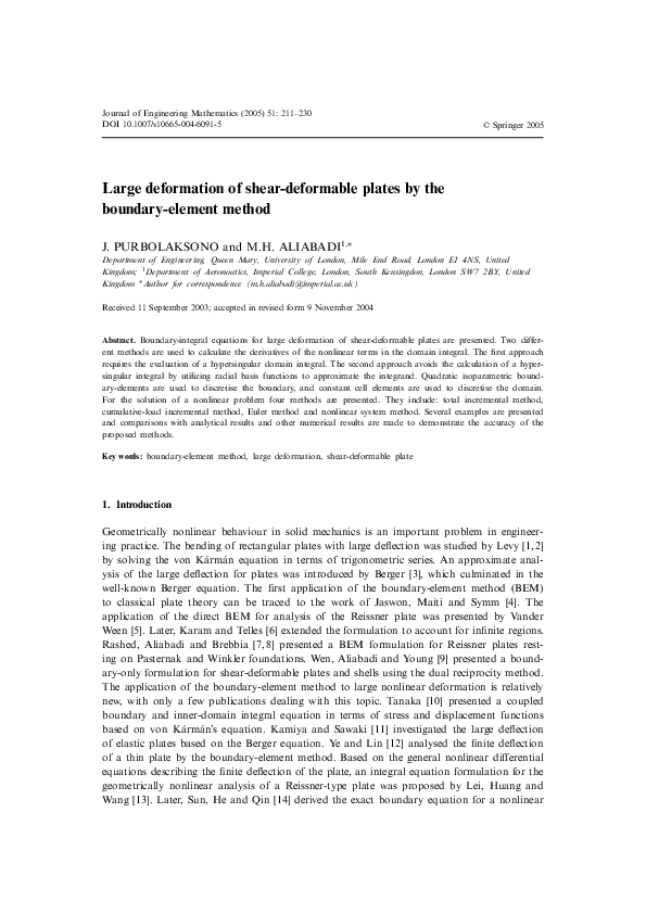 Large Deformation Of Shear Deformable Plates By The Boundary Element Method