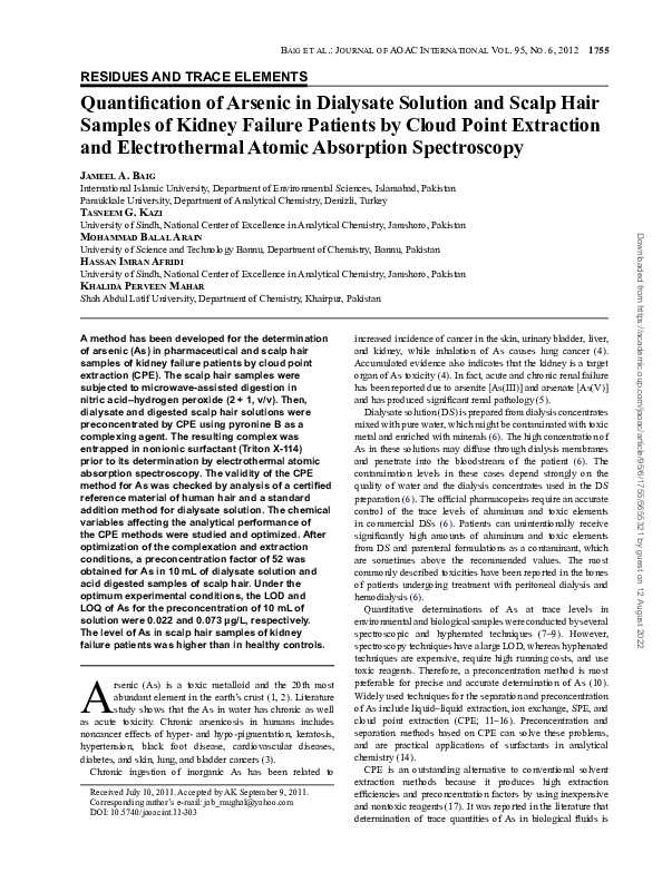 (PDF) Samples of Kidney Failure Patients by Cloud Point Extraction and ...