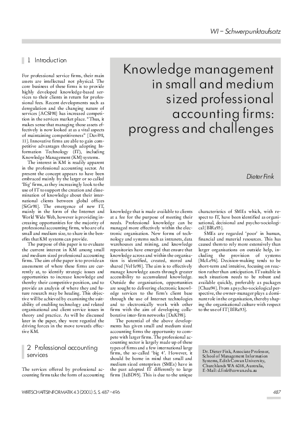 (PDF) Knowledge management in small and medium sized professional ...