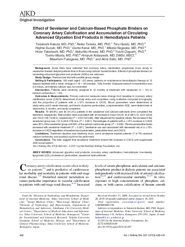 (PDF) Effect of Sevelamer and Calcium-Based Phosphate Binders on ...