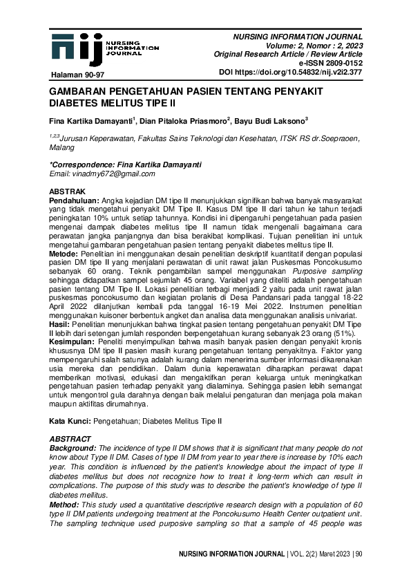 (PDF) Gambaran Pengetahuan Pasien tentang Penyakit Diabetes Melitus Tipe II