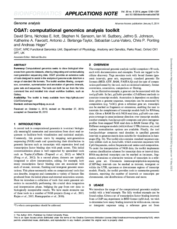 (PDF) CGAT: computational genomics analysis toolkit