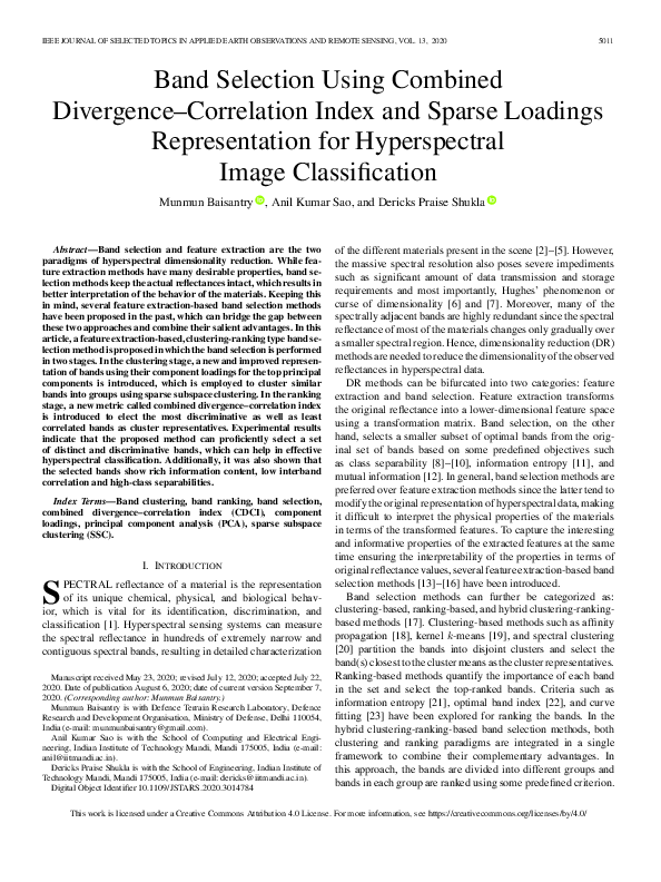 (PDF) Band Selection Using Combined Divergence–Correlation Index and Sparse Loadings ...