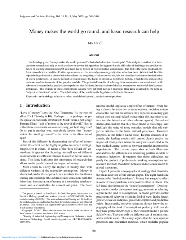 (PDF) Money makes the world go round, and basic research can help