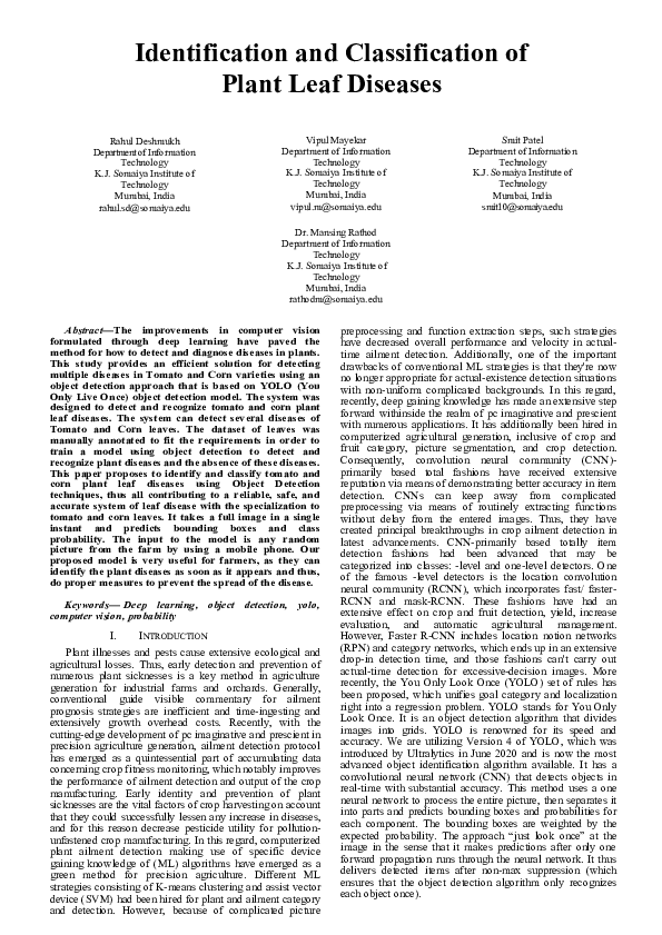(DOC) Identification and Classification of Plant Leaf Diseases