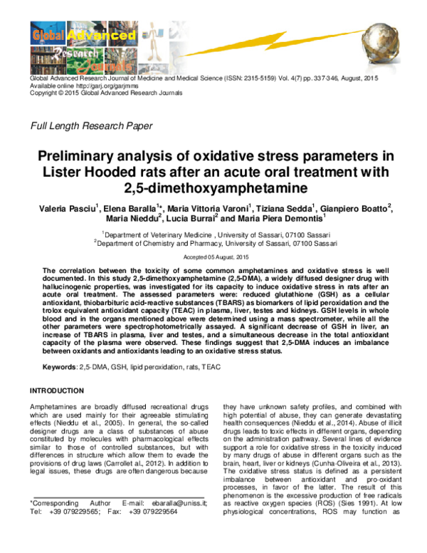 (PDF) Preliminary analysis of oxidative stress parameters in Lister ...