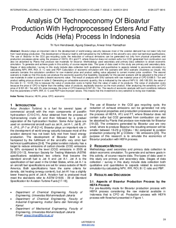 (PDF) Analysis Of Technoeconomy Of Bioavtur Production With ...