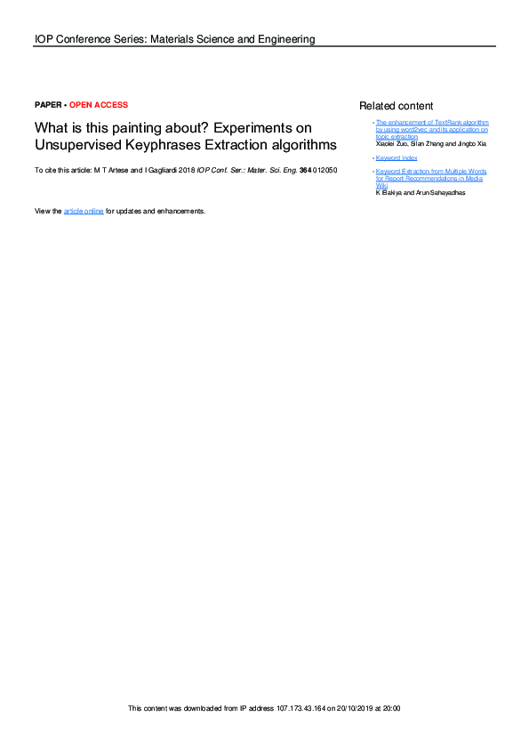 (PDF) What is this painting about? Experiments on Unsupervised Keyphrases Extraction algorithms