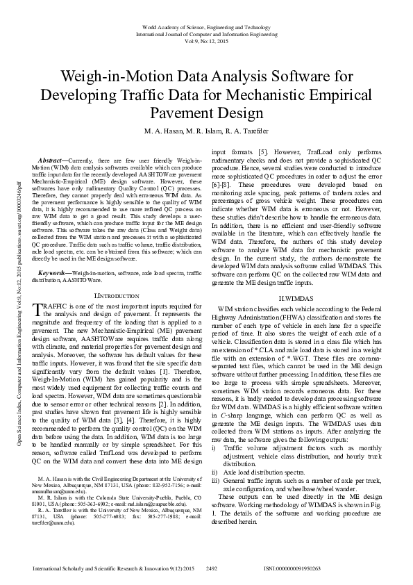(PDF) Weigh-In-Motion Data Analysis Software For Developing Traffic ...