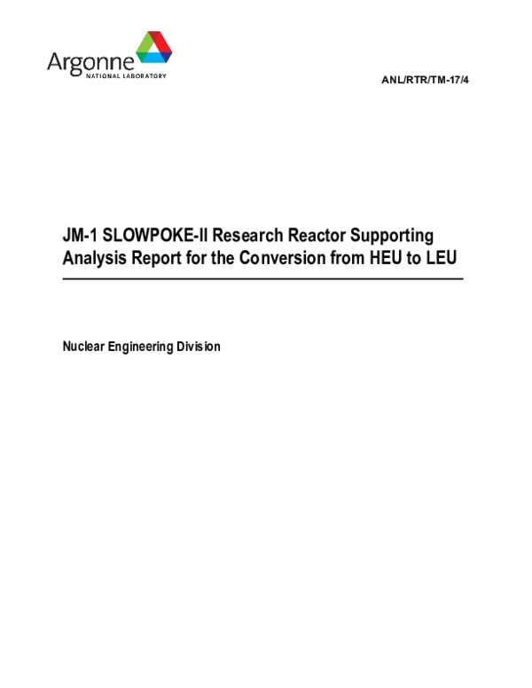 (PDF) JM-1 SLOWPOKE-II Research Reactor Supporting Analysis Report for ...