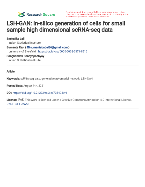 (PDF) LSH-GAN: in-silico generation of cells for small sample high ...