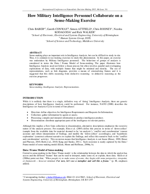 (PDF) How military intelligence personnel collaborate on a sense-making ...