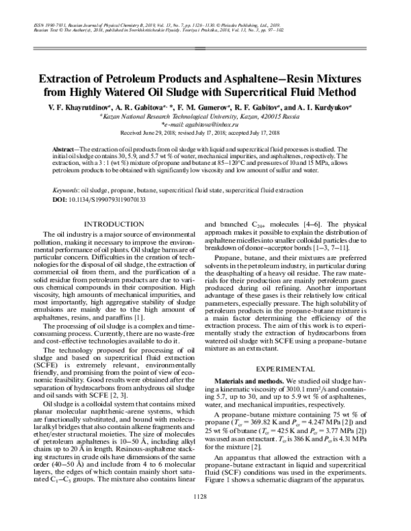 (PDF) Extraction of Petroleum Products and Asphaltene–Resin Mixtures ...