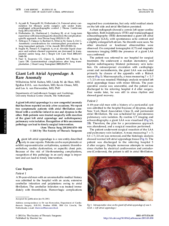 (PDF) Giant Left Atrial Appendage: A Rare Anomaly | Linda de Heer ...