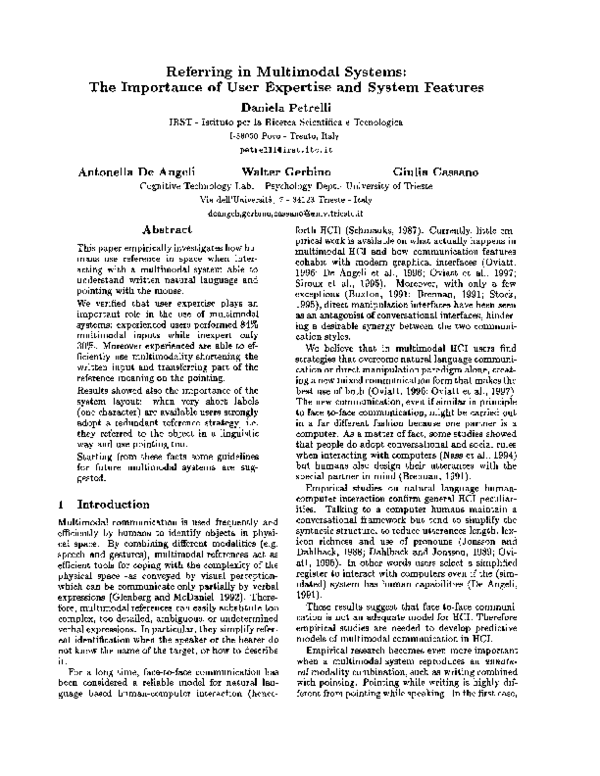 (PDF) Referring in multimodal systems