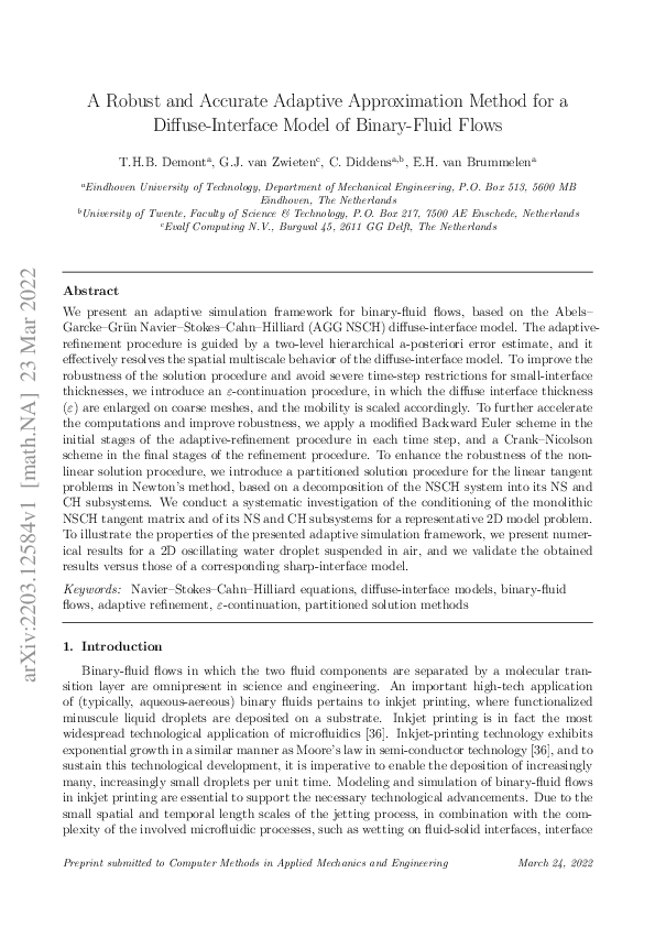 Pdf A Robust And Accurate Adaptive Approximation Method For A Diffuse Interface Model Of