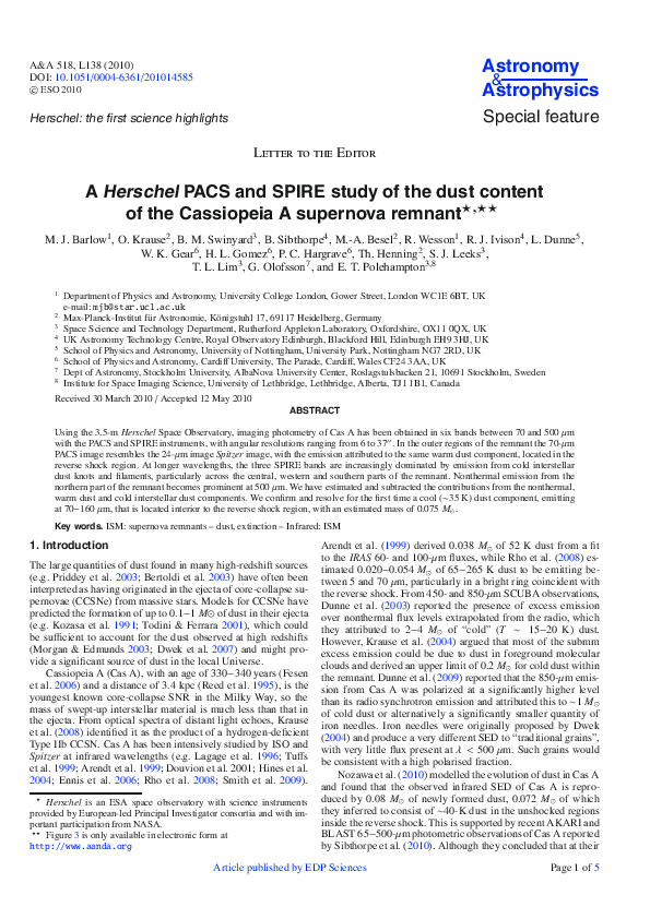 (PDF) AHerschelPACS and SPIRE study of the dust content of the ...