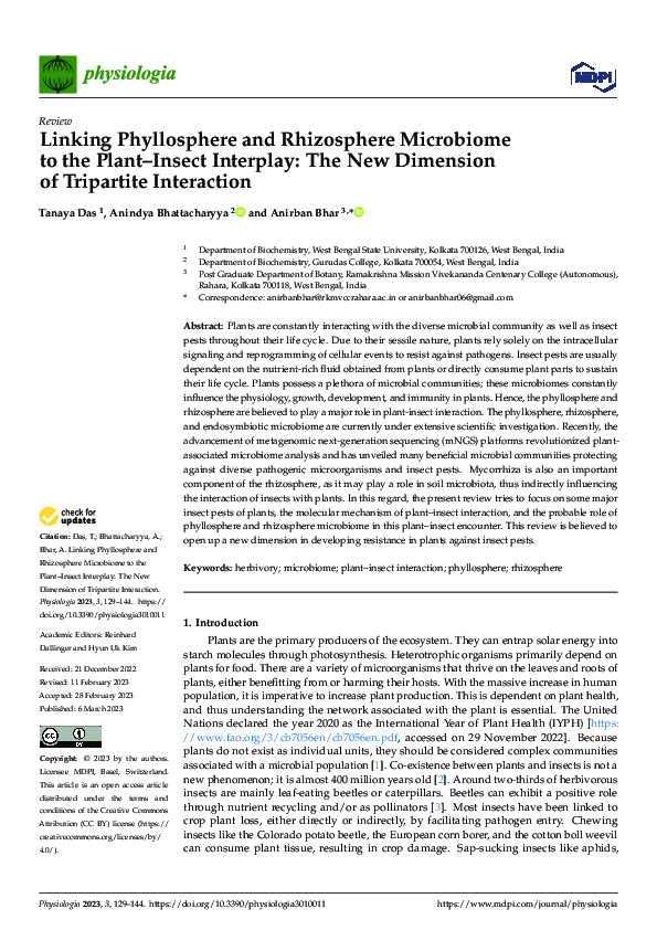 (PDF) Linking Phyllosphere and Rhizosphere Microbiome to the Plant–Insect Interplay: The New ...