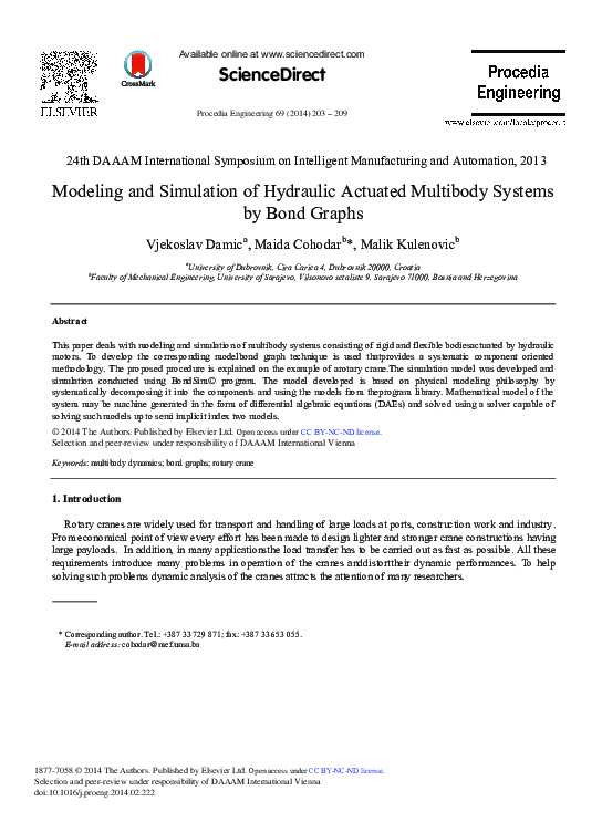 (PDF) Modeling and Simulation of Hydraulic Actuated Multibody Systems ...