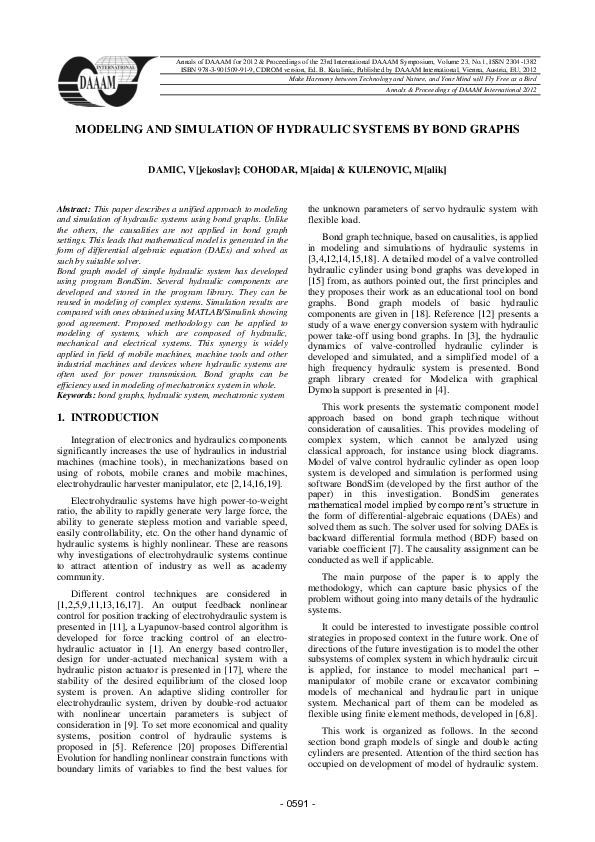 Pdf Modeling And Simulation Of Hydraulic Systems By Bond Graphs