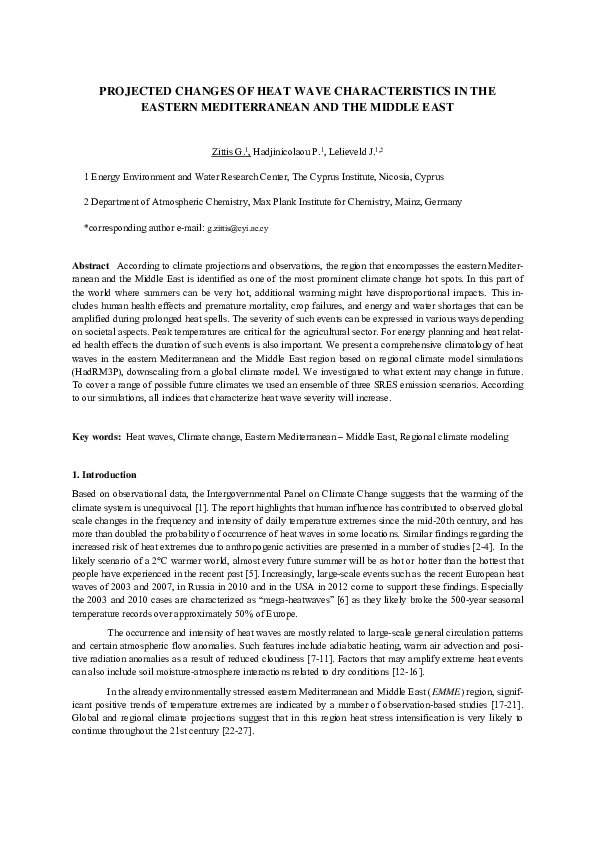 (PDF) Projected changes in heat wave characteristics in the eastern ...