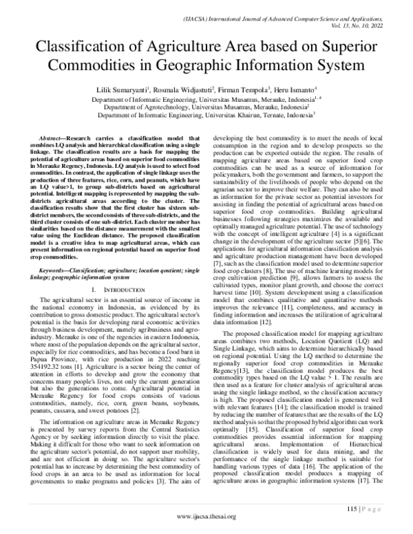 (PDF) Classification of Agriculture Area based on Superior Commodities ...