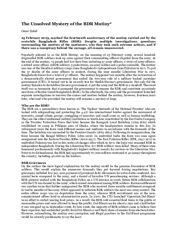 (PDF) The Unsolved Mystery of the BDR Mutiny