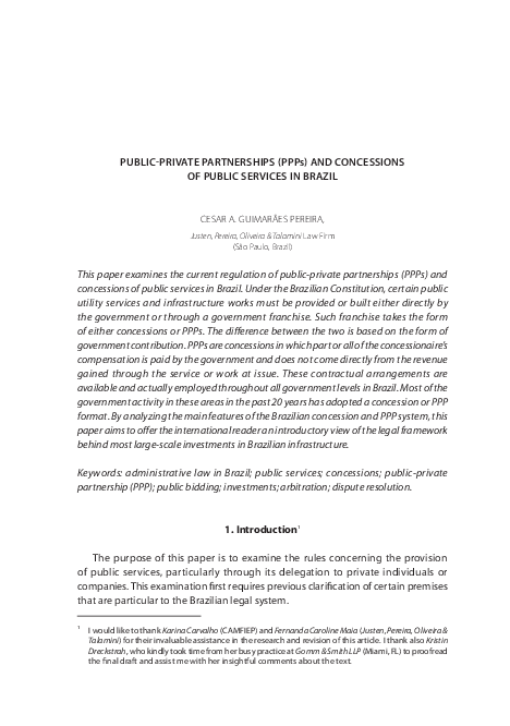 (PDF) Public-Private Partnerships (PPP) and Concessions of Public ...