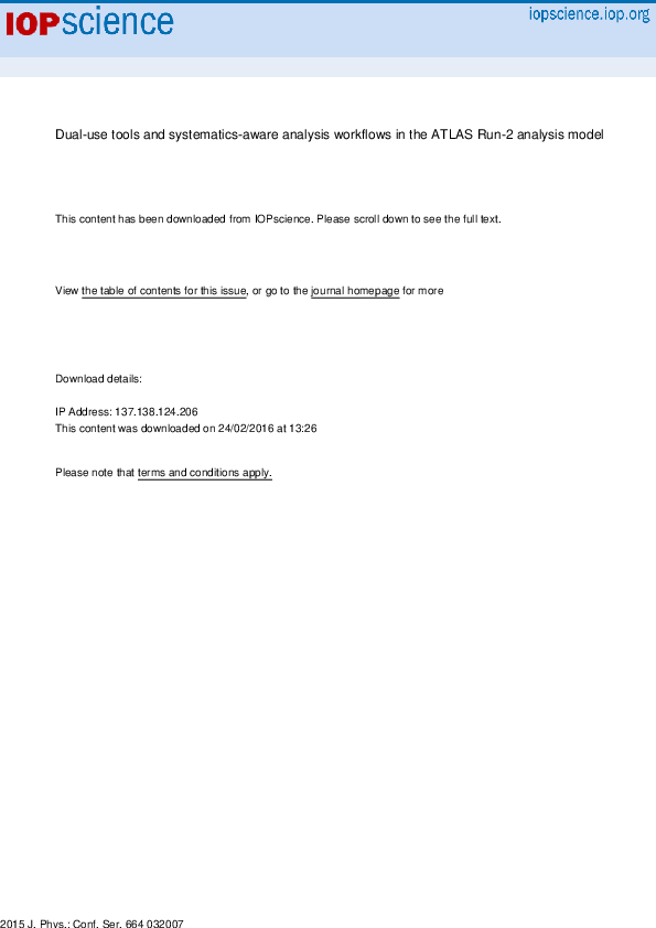 (PDF) Dual-use tools and systematics-aware analysis workflows in the ATLAS Run-2 analysis model