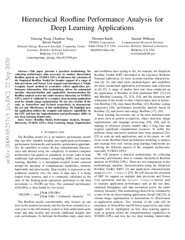 (PDF) Hierarchical Roofline Performance Analysis for Deep Learning Applications