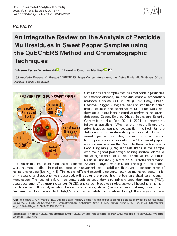 (PDF) An integrative review on the analysis of pesticide multiresidues in sweet pepper samples ...